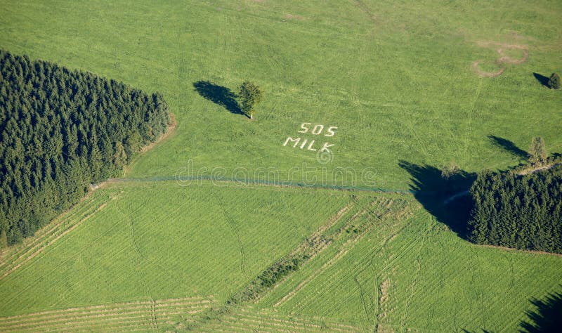 Aerial View : SOS Milk in Fields Stock Image - Image of milk ...