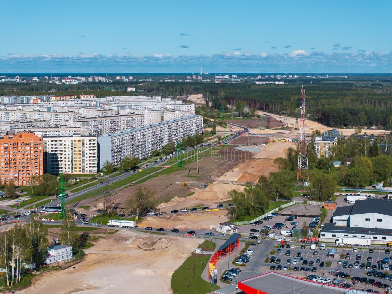 Aerial View of Southern Bridge Phase 4 Construction in Riga Stock Photo ...