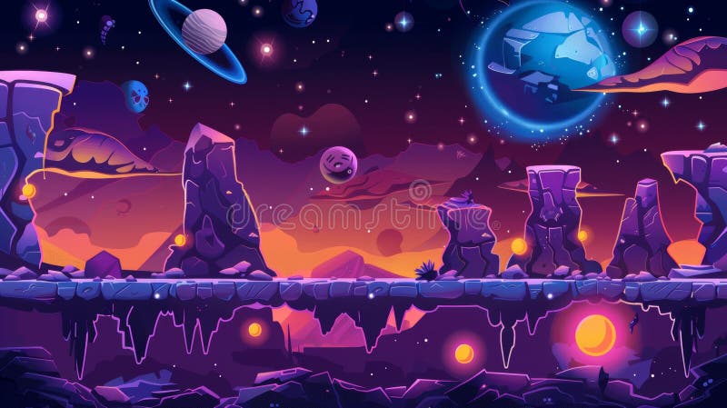 An Aerial View of a Space Game Level Map, Illustrating Alien Landscape ...