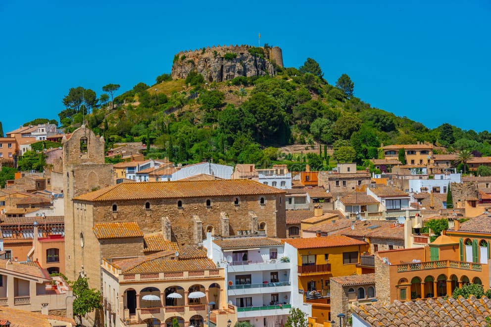 Aerial View of Spanish Town Begur Stock Image - Image of downtown ...