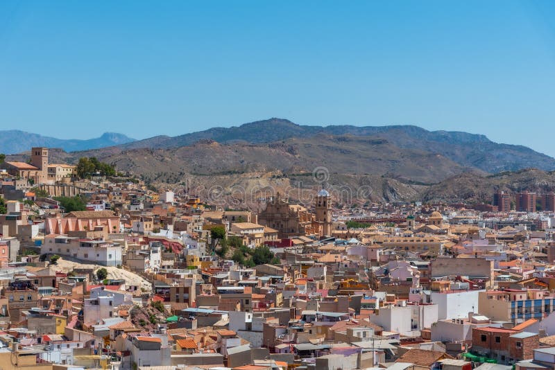 Aerial View of Spanish Town Lorca Stock Image - Image of church, sunny ...