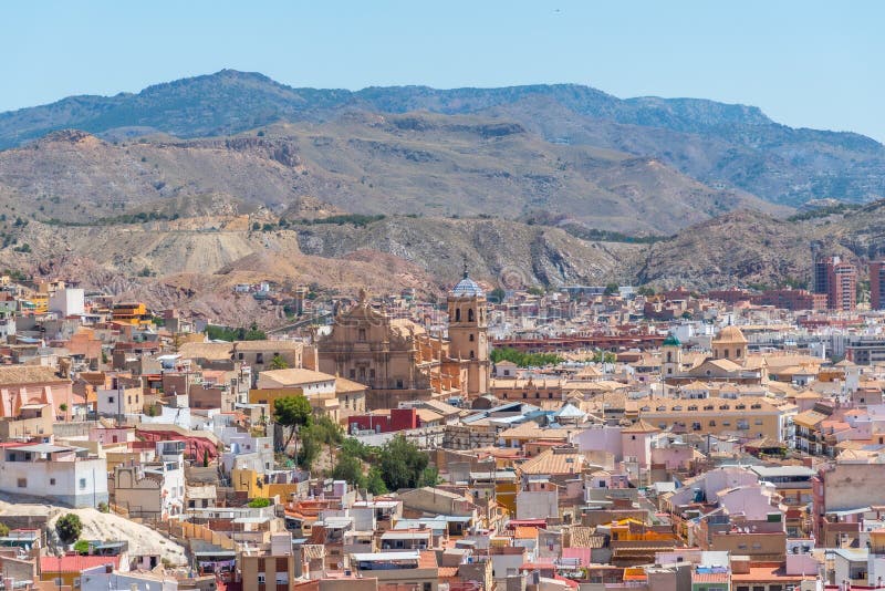 Aerial View of Spanish Town Lorca Stock Image - Image of sunny ...