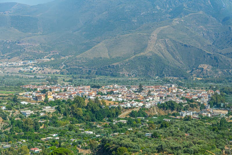 Aerial View of Spanish Town Orgiva Stock Image - Image of panorama ...