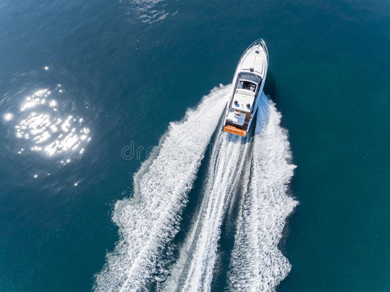 Aerial view of speed boat stock image. Image of engineer - 205713145