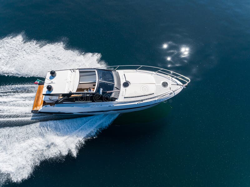 Aerial view of speed boat stock photo. Image of lifestyle - 205713538