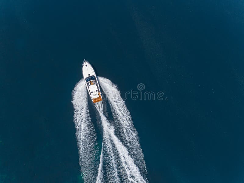 Aerial view of speed boat stock photo. Image of drive - 205714738