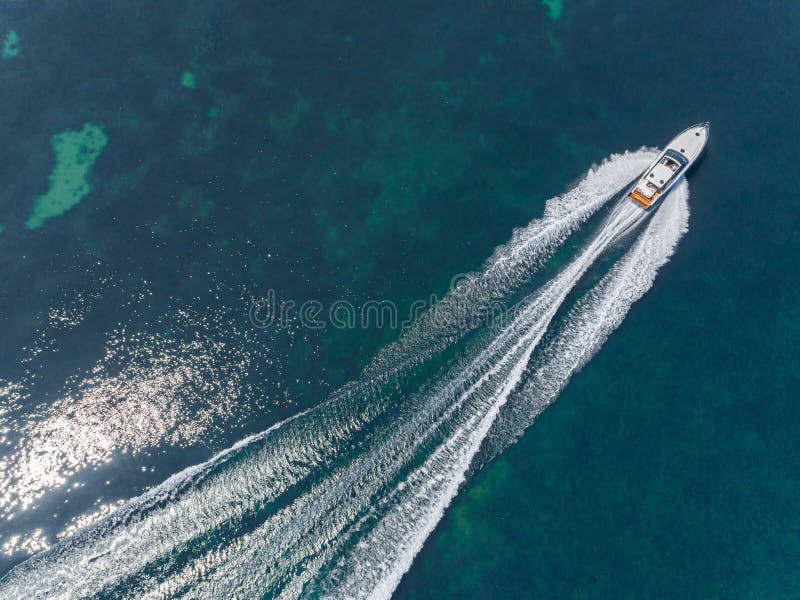 Aerial view of speed boat stock image. Image of fishing - 205715035