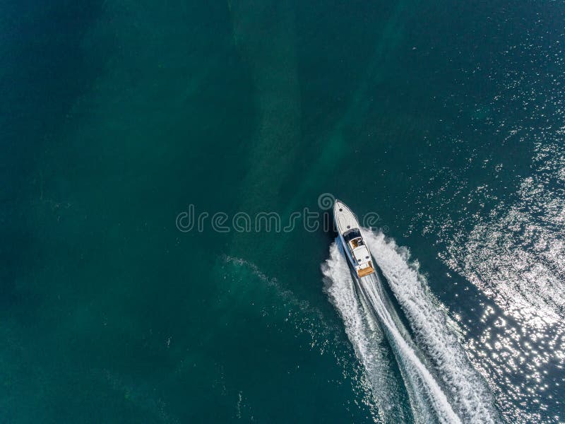 Aerial view of speed boat stock image. Image of mate - 205716143