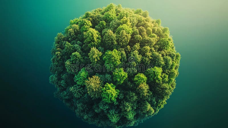 Aerial View of Spherical Forest in Vibrant Green Hues Stock Photo ...