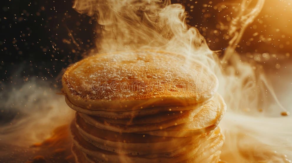 Aerial View of a Spinning Stack of Pancakes Stock Illustration ...