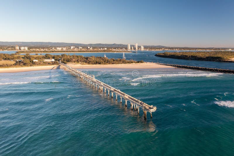 Aerial View of the Spit Jetty on the Gold Coast Stock Photo - Image of ...