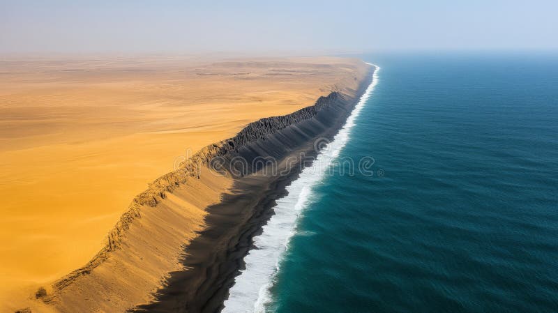 Aerial View Split Composition - Dune, Cliff, Ocean, Contrasting ...