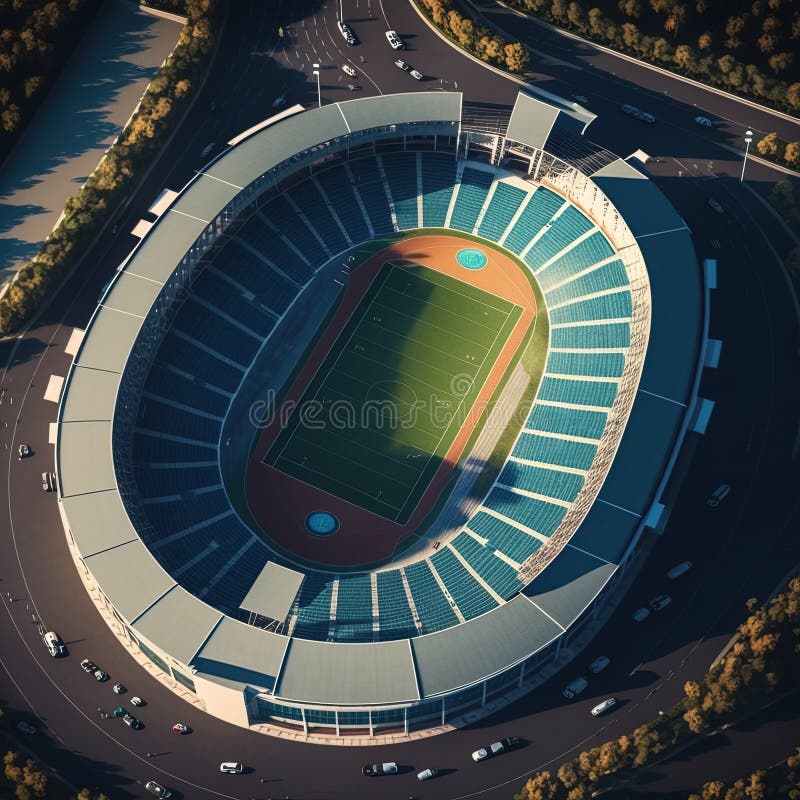 Aerial View of Sports Stadium. Generative AI Stock Illustration ...