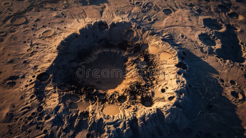 Aerial View of a Sprawling Impact Crater Field Each Depression ...