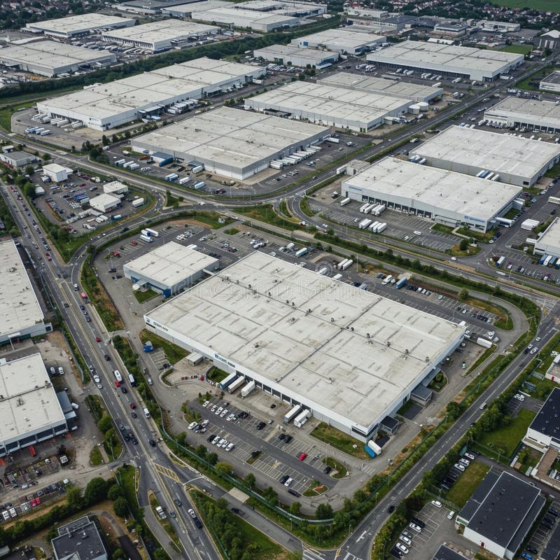 Aerial View of a Sprawling Industrial Complex Featuring Multiple Large ...