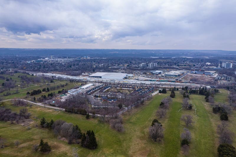 Aerial View of a Sprawling Industrial Complex, with a Large ...