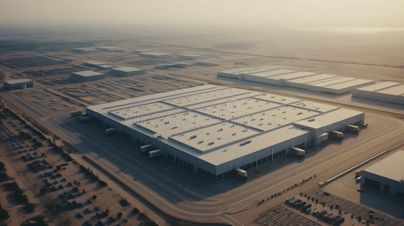 Aerial View of a Sprawling Logistics Hub Stock Illustration ...