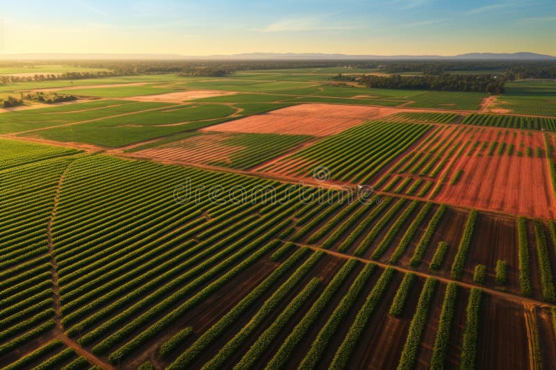 Aerial View of a Sprawling Watermelon Field Under the Afternoon Sun ...
