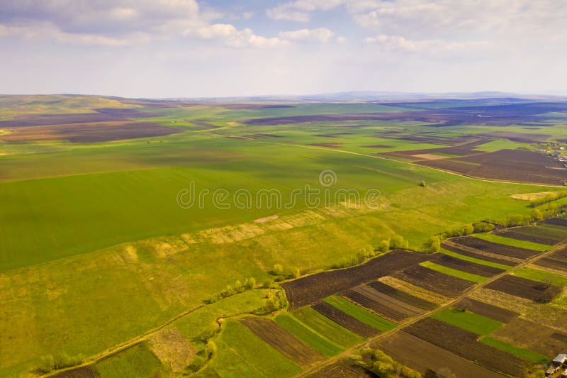 Aerial View of Spring Fields Stock Image - Image of aerial, idyllic ...