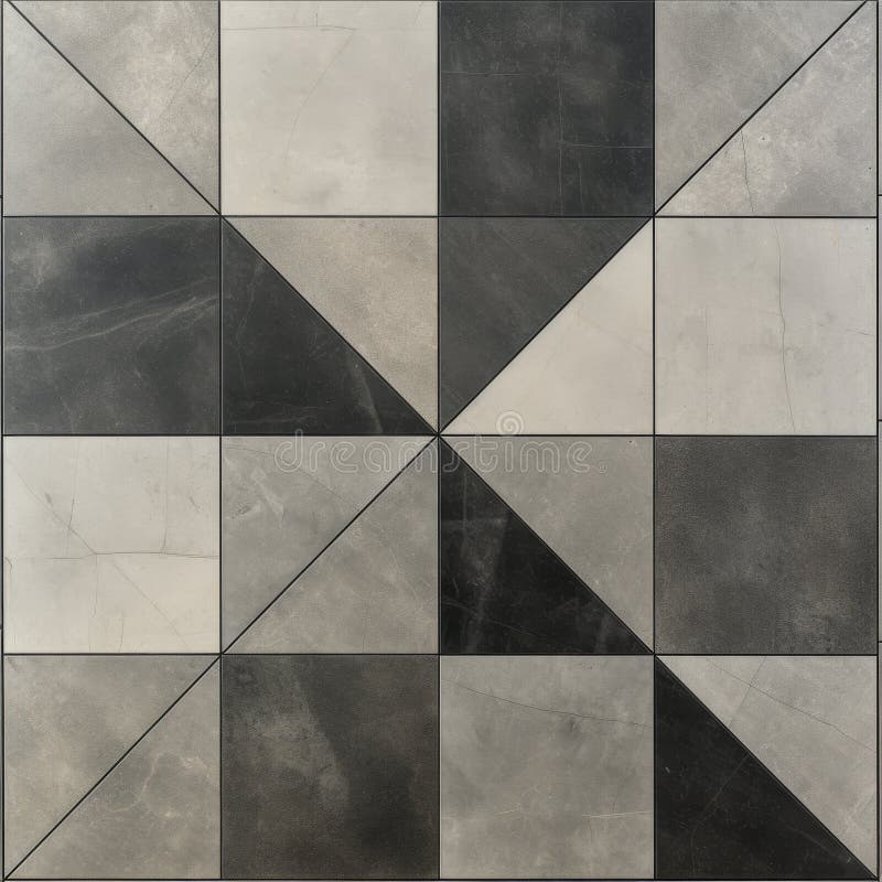 Stoneware Gray Tile with Square and Triangles in Black and Gray Stock ...