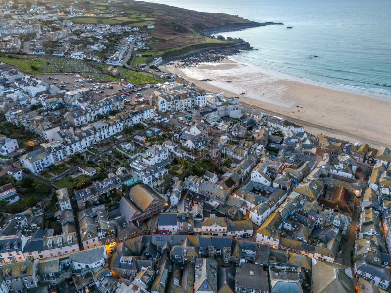 Aerial View of St Ives, Cornwall Against the Sea Stock Photo - Image of ...
