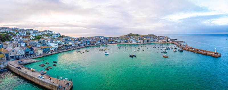 Aerial View of St Ives in the Evening, Cornwall Stock Photo - Image of ...