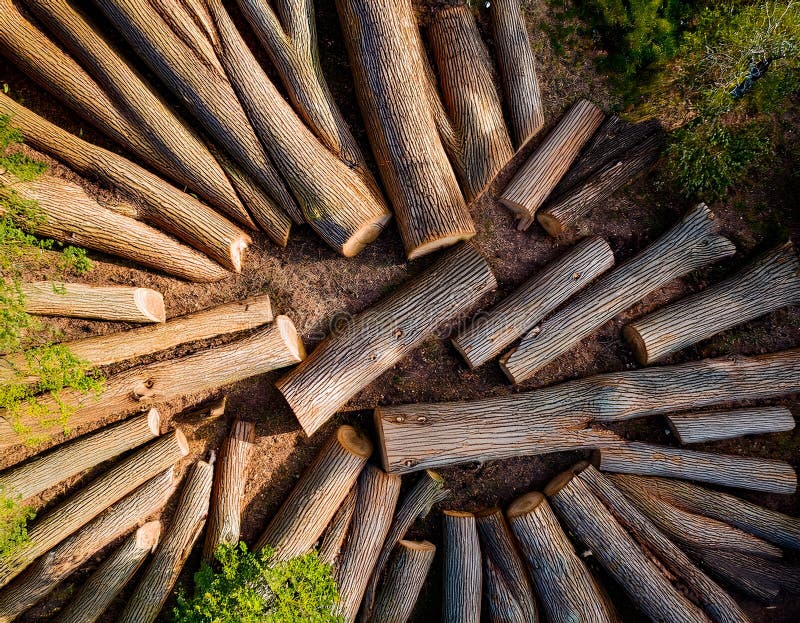 Aerial View of Stacked Logs Stock Illustration - Illustration of ...