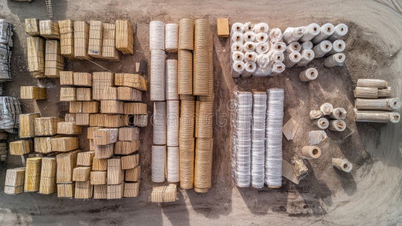 Aerial View of Stacked Materials in a Yard Stock Illustration ...