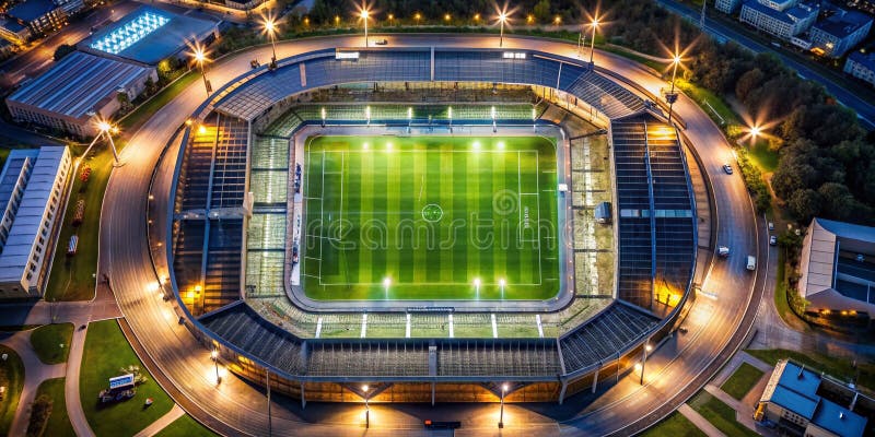 Aerial View Stadium Football or Soccer at Night AI Generative Stock ... Aerial View Stadium Football or Soccer at Night AI Generative Stock ...