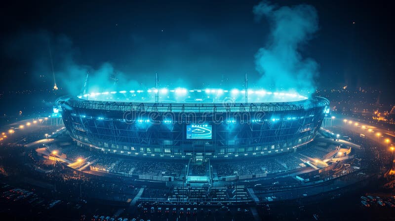 Aerial View of Stadium at Night Image Stock Image - Image of stadium ...