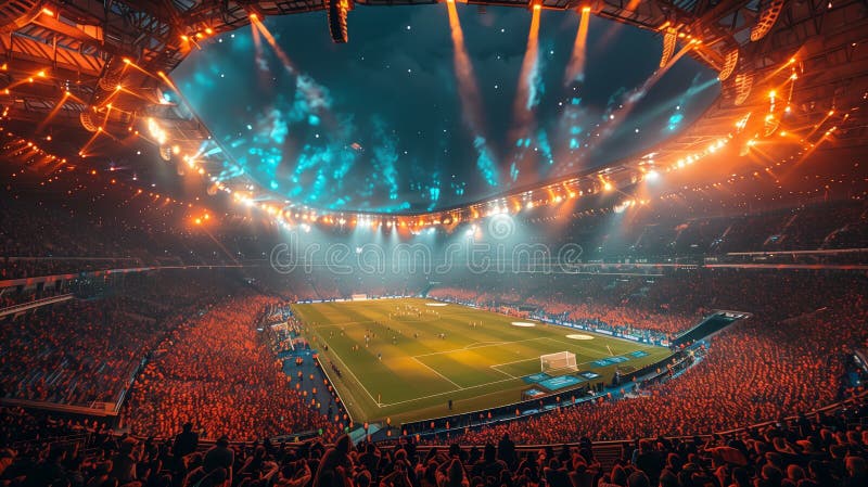 Aerial View of Stadium at Night Image Stock Image - Image of floodlit ...