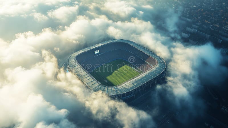 Aerial View Stadium Surrounded Clouds Daylight Stock Photos - Free ...