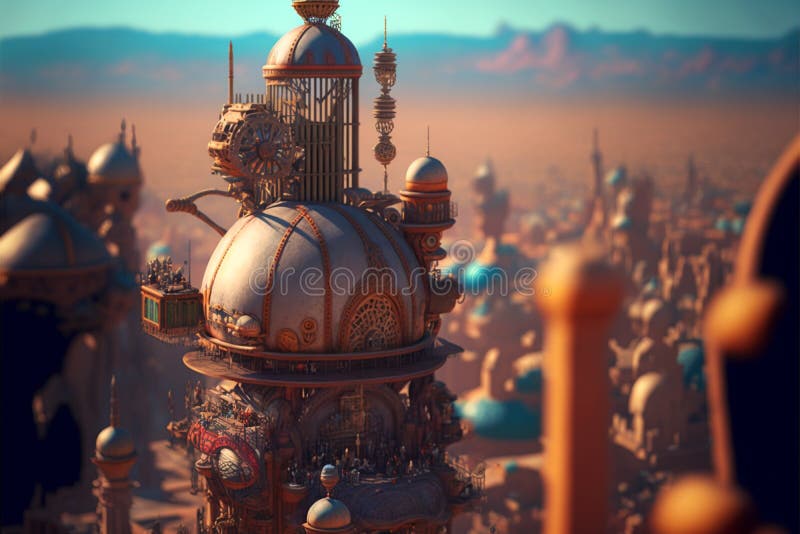 Aerial View of a Steampunk City Landscape, Generative Ai Stock ...