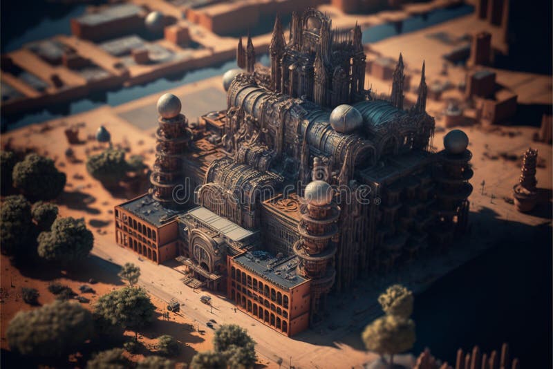 Aerial View of a Steampunk City Landscape, Generative Ai Stock ...