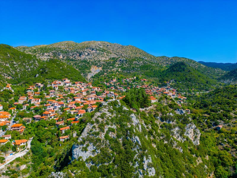 Aerial View of Stemnitsa Village at Greece Stock Image - Image of ...