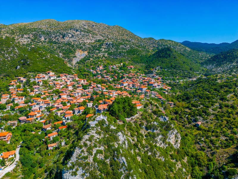 Aerial View of Stemnitsa Village at Greece Stock Photo - Image of ...