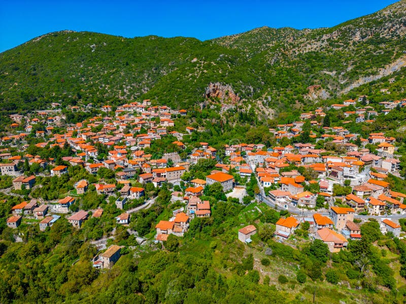 Aerial View of Stemnitsa Village at Greece Stock Photo - Image of ...
