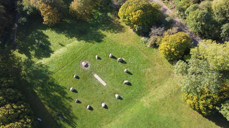 Aerial View of Stone Circle in a Park with Green Trees Stock Image ...