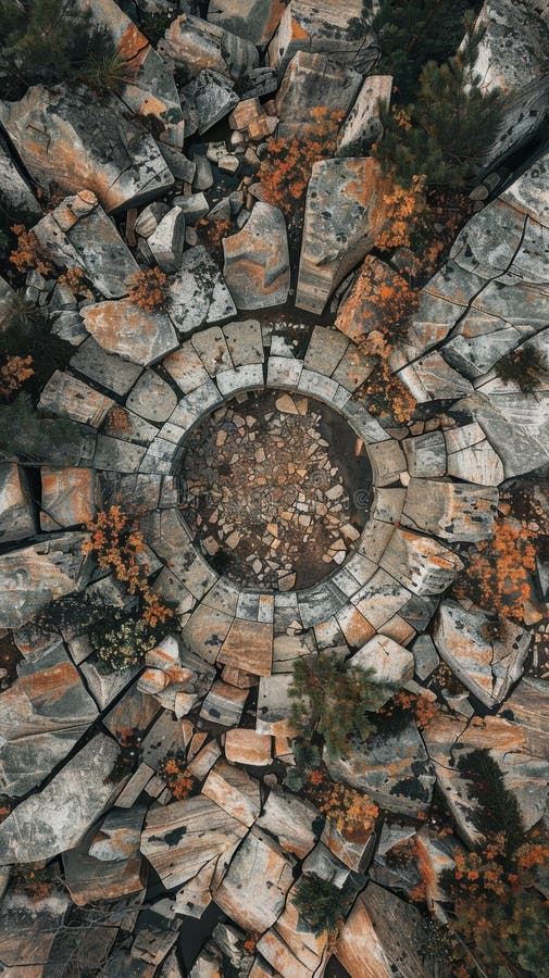 Aerial View of a Stone Quarry with Circular Patterns Stock Photo ...