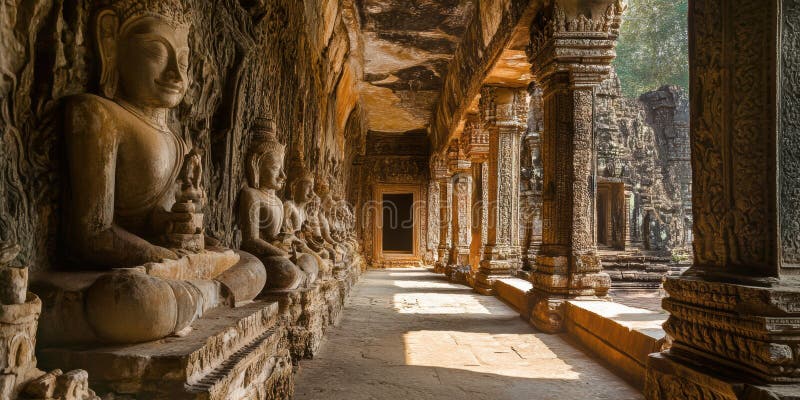 Aerial View of a Stone Statue Inside a Solid Stone Structure. Stock ...