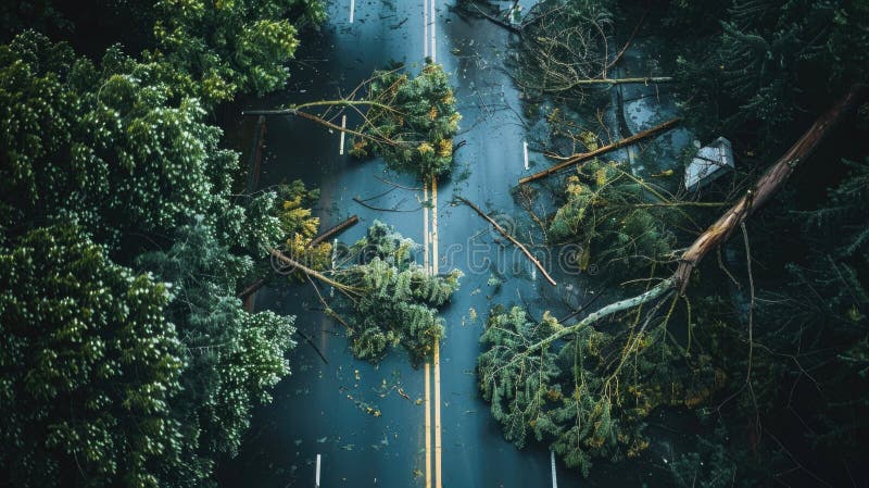 Aerial View of Storm Damage in Forest. Severe Storm, Showing a Forest ...