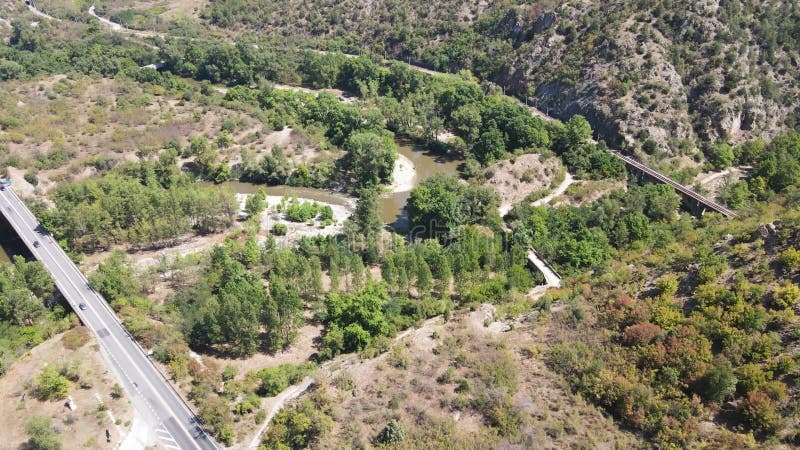 Struma River Passing through the Kresna Gorge, Bulgaria Stock Footage ...