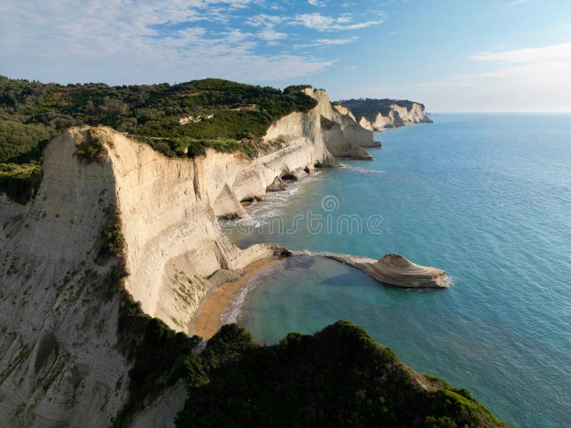 An Aerial View of a Beach with Cliffs on Either Side Stock Photo ...