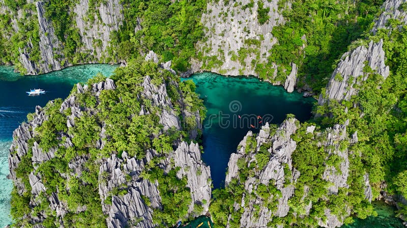 Aerial View of Stunning Tropical Lagoon with Limestone Cliffs and ...
