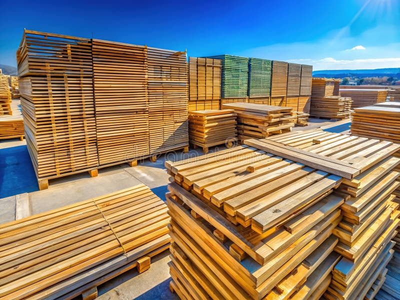 Aerial View of a Substantial Wooden Plank Stack for Concrete Formwork ...