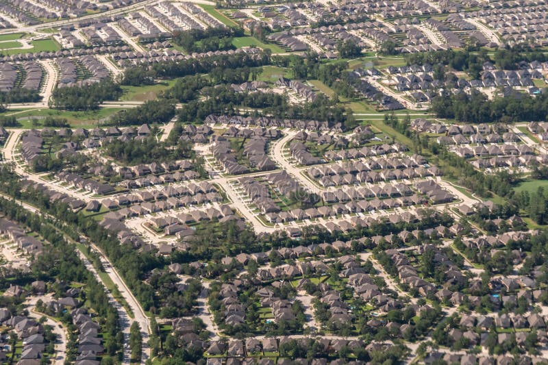 Aerial View of a Suburb Outside of Houston Texas Stock Photo - Image of ...