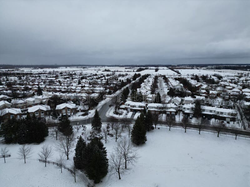 Aerial View of Suburbs in Winter Stock Photo - Image of architecture ...