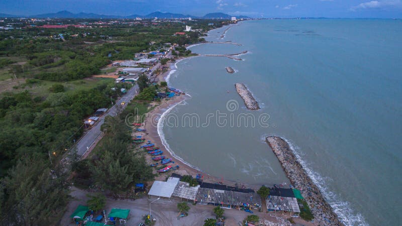 Aerial View Rayong Beach in Sunset Stock Image - Image of town, liquide ...