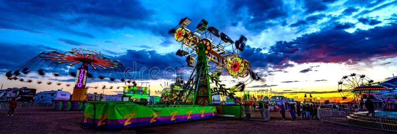 Aerial View of Summer Carnival Rides in Winslow during Sunset Editorial ...