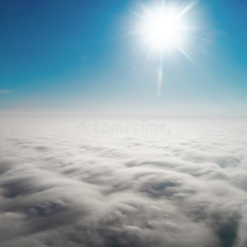 Aerial View of the Sunny Sky and Cloud Layer Below Stock Image - Image ...